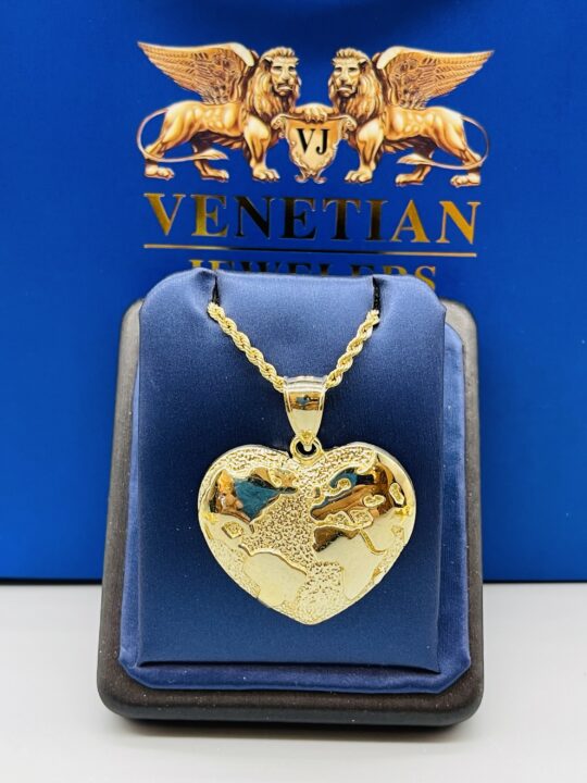 10KT Gold Heart Globe Pendant ComboSet VJ Diamond Orlando
