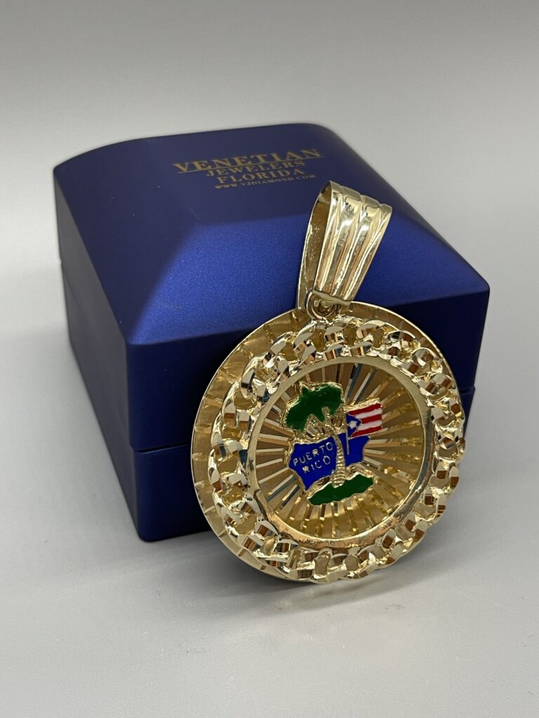 10KT Gold Custom Puerto Rico Pendant VJ Diamond Orlando