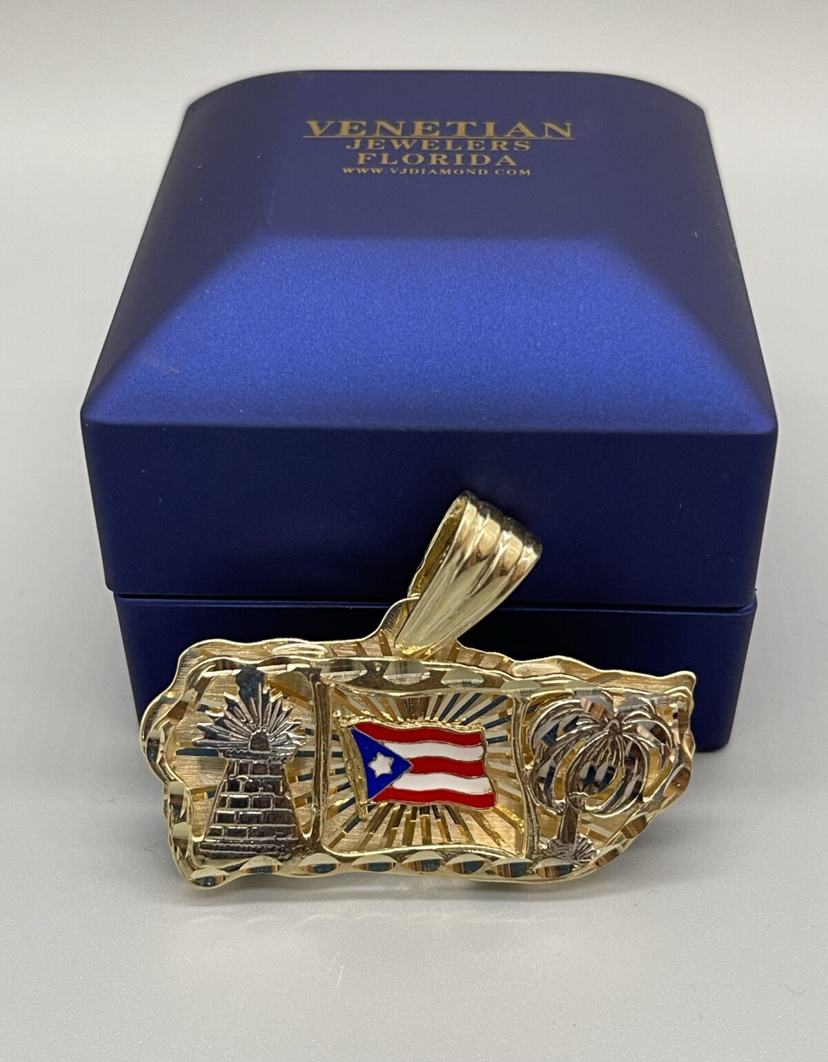 10KT Gold Puerto Rican Flag Ring VJ Diamond Orlando