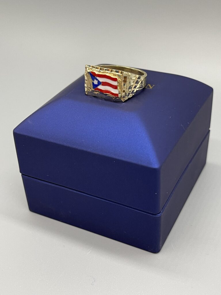 10KT Gold Puerto Rican Flag Ring VJ Diamond Orlando