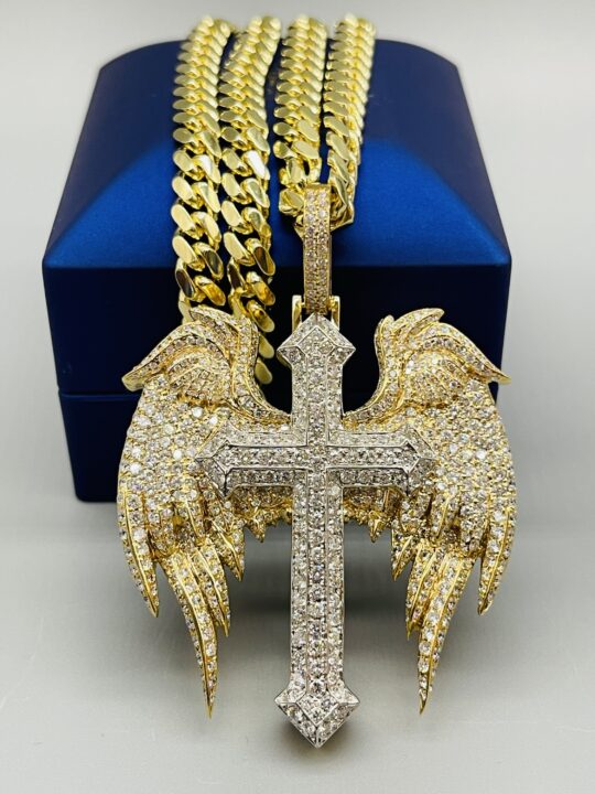 14KT Gold Custom 6.77CT Dia Cross Pendant ComboSet VJ Diamond Orlando