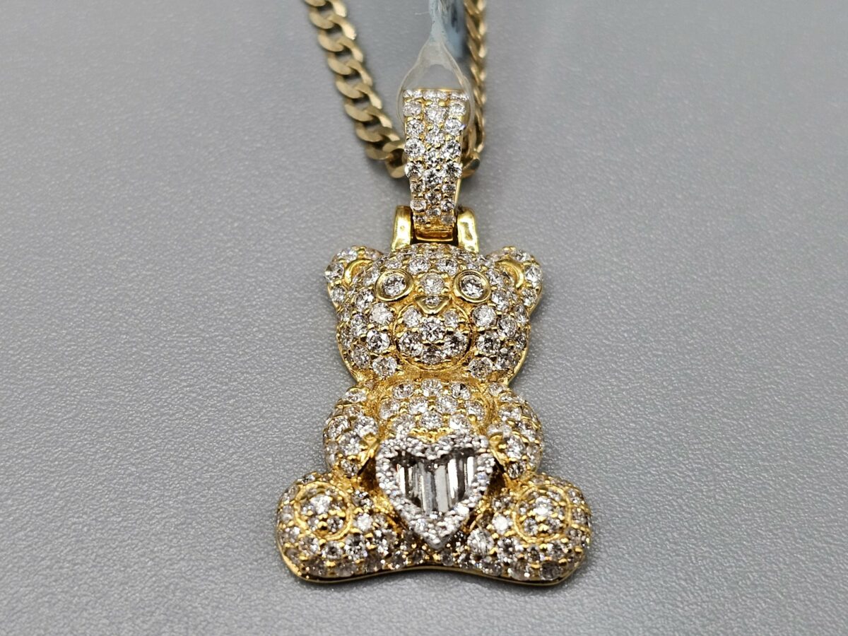 10KT Gold 1.05CT Diamond Teddy Bear Pendant Comboset – VJ Diamond ...