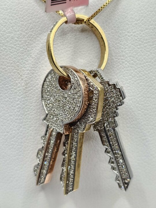 10KT Gold 0.95CT Diamond 3 Key Pendant VJ Diamond Orlando