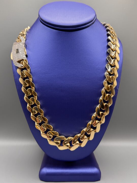 10KT Gold 17MM Monaco Necklace 24” VJ Diamond Orlando