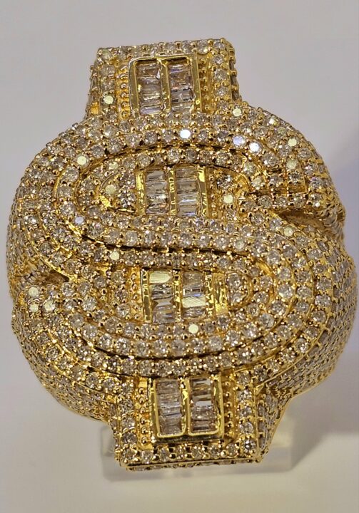 14KT Gold 4.92CT Diamond Dollar Sign Ring VJ Diamond Orlando