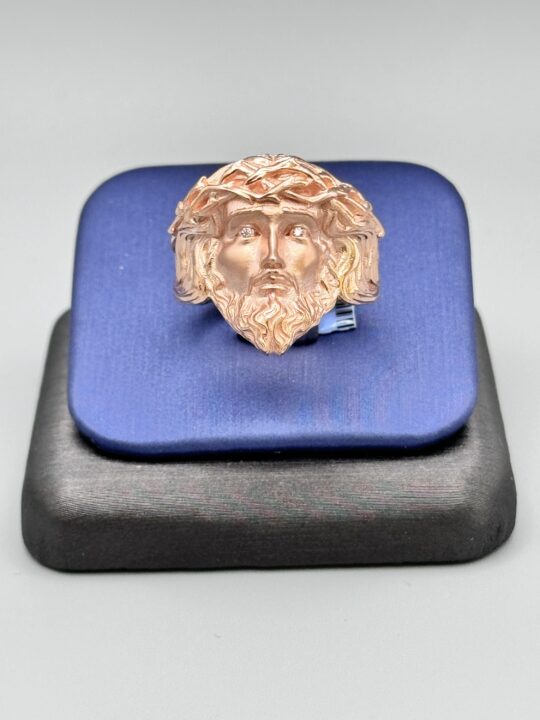 10KT R/Gold Jesus Face Ring VJ Diamond Orlando