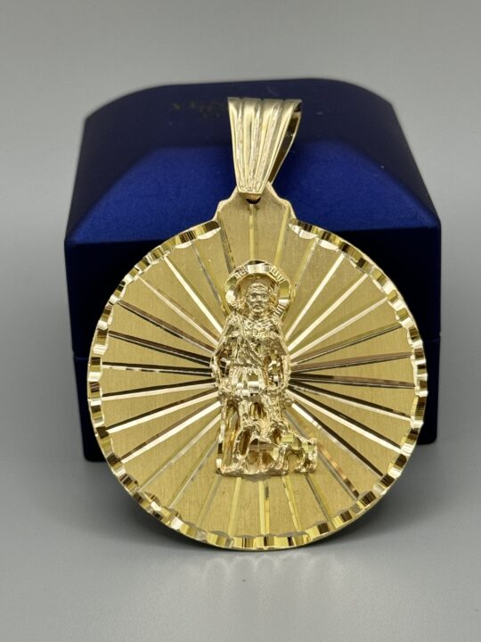 10KT Gold Solid St.Lazaro Pendant VJ Diamond Orlando