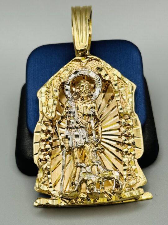 10KT Gold Solid St.Lazaro Pendant VJ Diamond Orlando