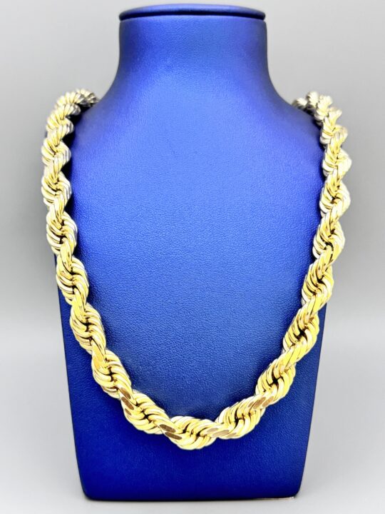 10KT Gold Solid 24” Rope Chain 10MM VJ Diamond Orlando