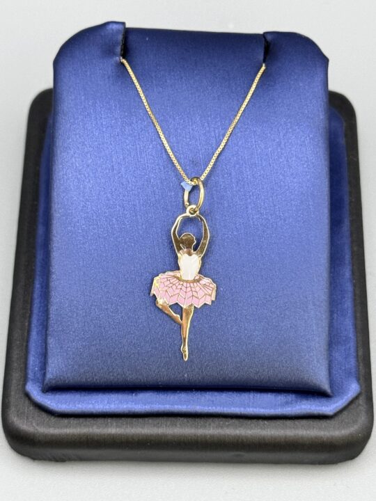 10KT Gold Fancy Ballerina Dancer Pendant Set VJ Diamond Orlando