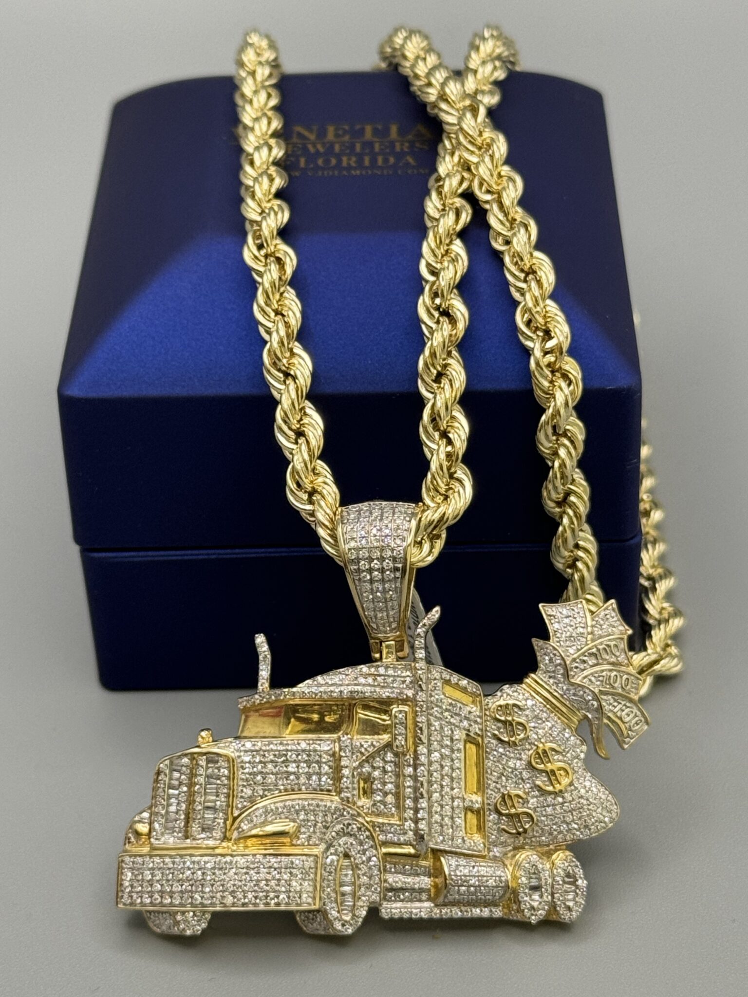 10KT Gold 1.50CT Diamond Money Truck Pendant ComboSet VJ Diamond Orlando