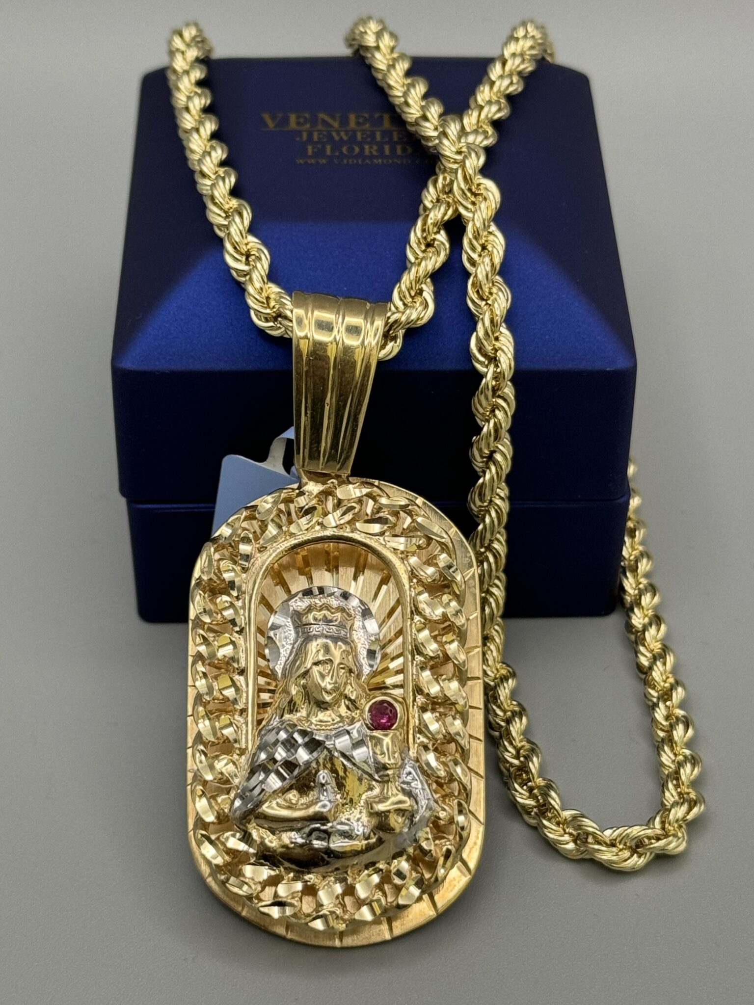 10KT Gold 3D Solid ST Barbara Pendant ComboSet VJ Diamond Orlando